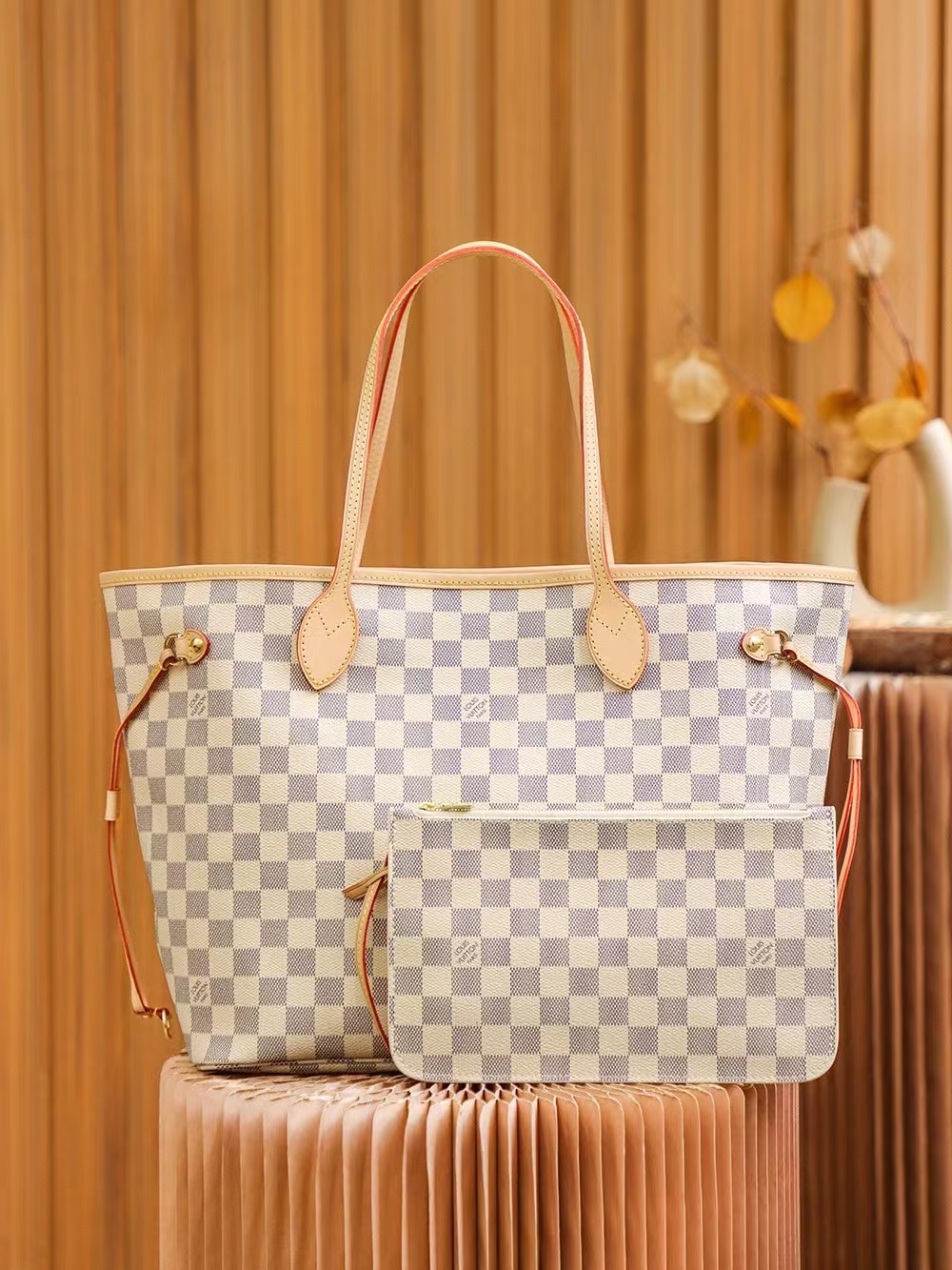 Louis Vuitton White and Blue Damier Azur Coated Canvas Neverfull MM ...