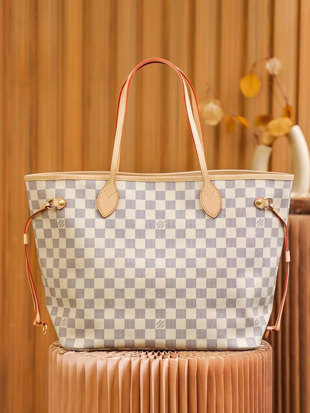 Louis Vuitton White and Blue Damier Azur Coated Canvas Neverfull MM ...